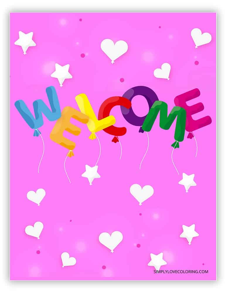 Printable Welcome Sign (Free PDF Download) - Simply Love Coloring