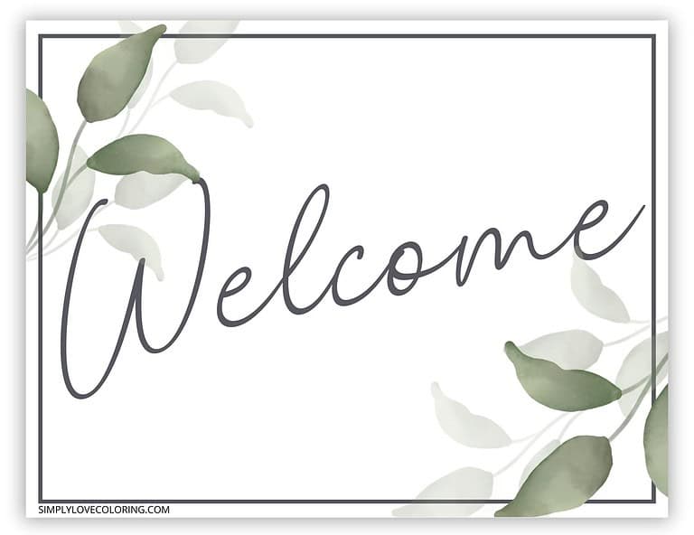 Printable Welcome Sign (Free PDF Download) - Simply Love Coloring