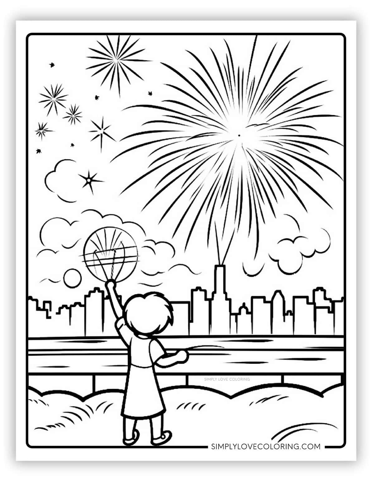 Fireworks Coloring Pages (Free PDF Printables) - Simply Love Coloring