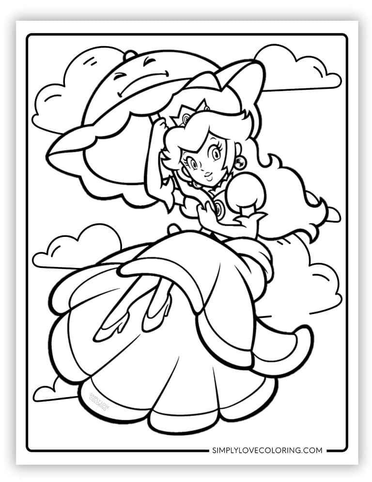 Princess Peach Coloring Pages (Free PDF Printables) - Simply Love Coloring
