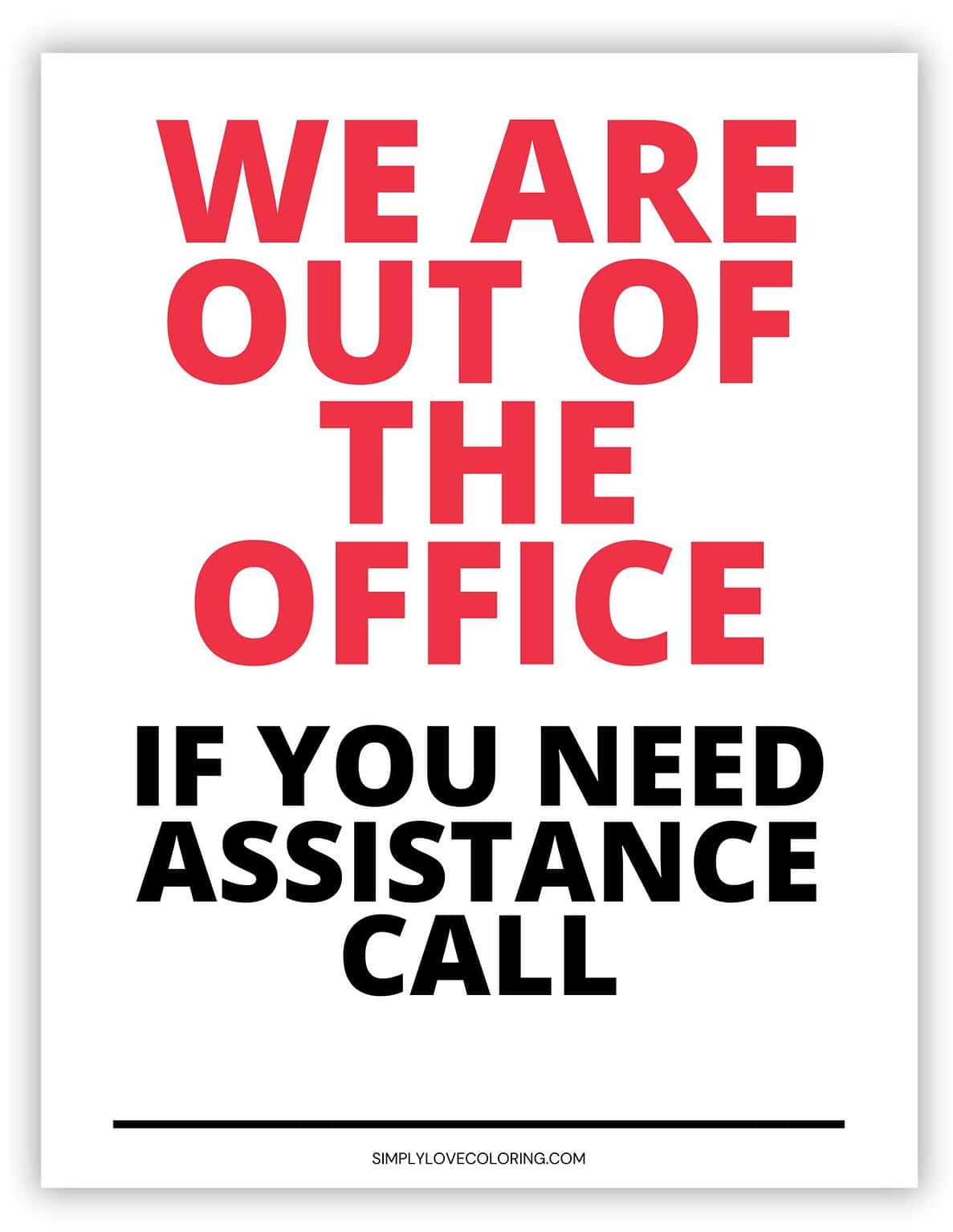 Out of the Office Signs Printable (Free downloads) - Simply Love Coloring