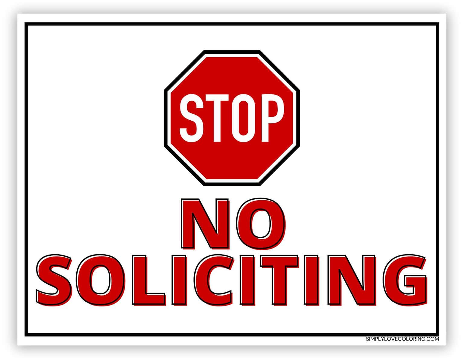 Printable No Soliciting Sign (Free PDF Downloads) - Simply Love Coloring