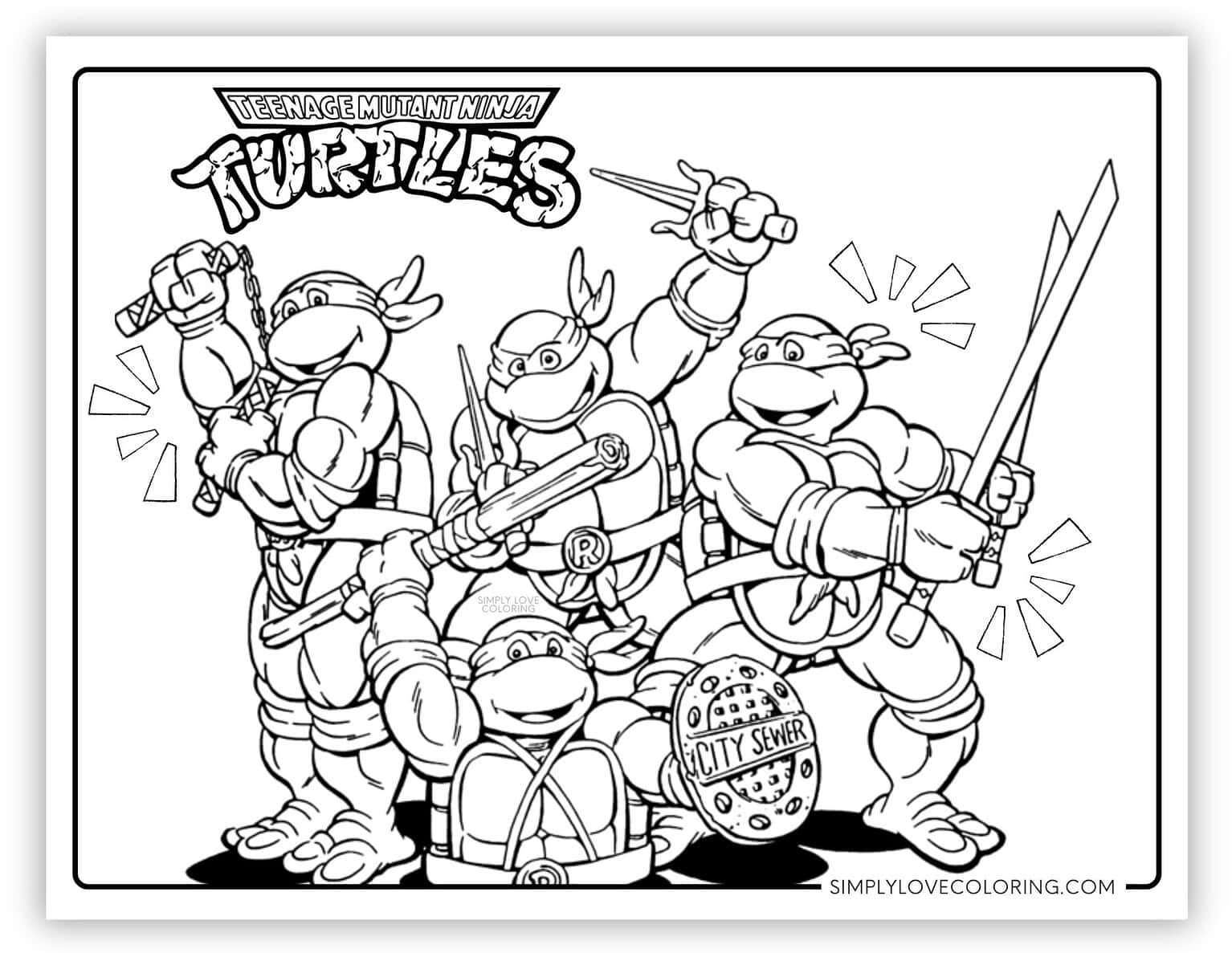 34 Ninja Turtles Coloring Pages (Free PDF Printables) - Simply Love ...