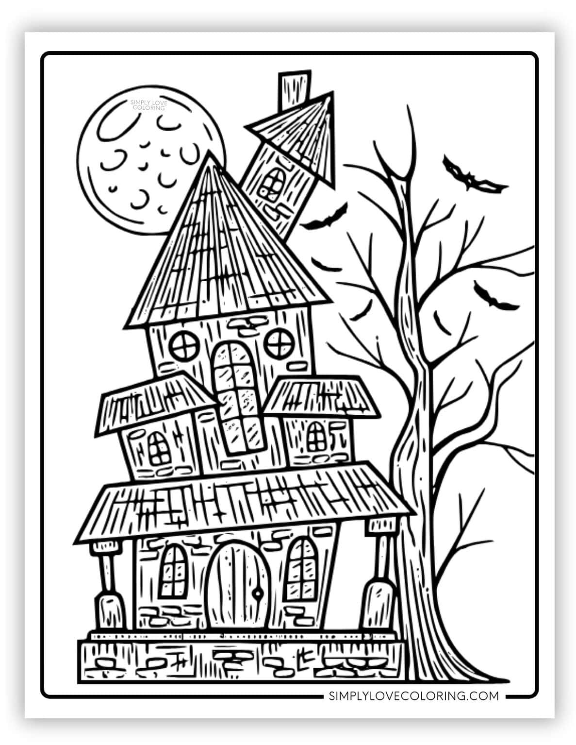 Haunted House Coloring Pages (Free PDF Printables) - Simply Love Coloring