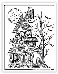 Haunted House Coloring Pages (Free PDF Printables) - Simply Love Coloring