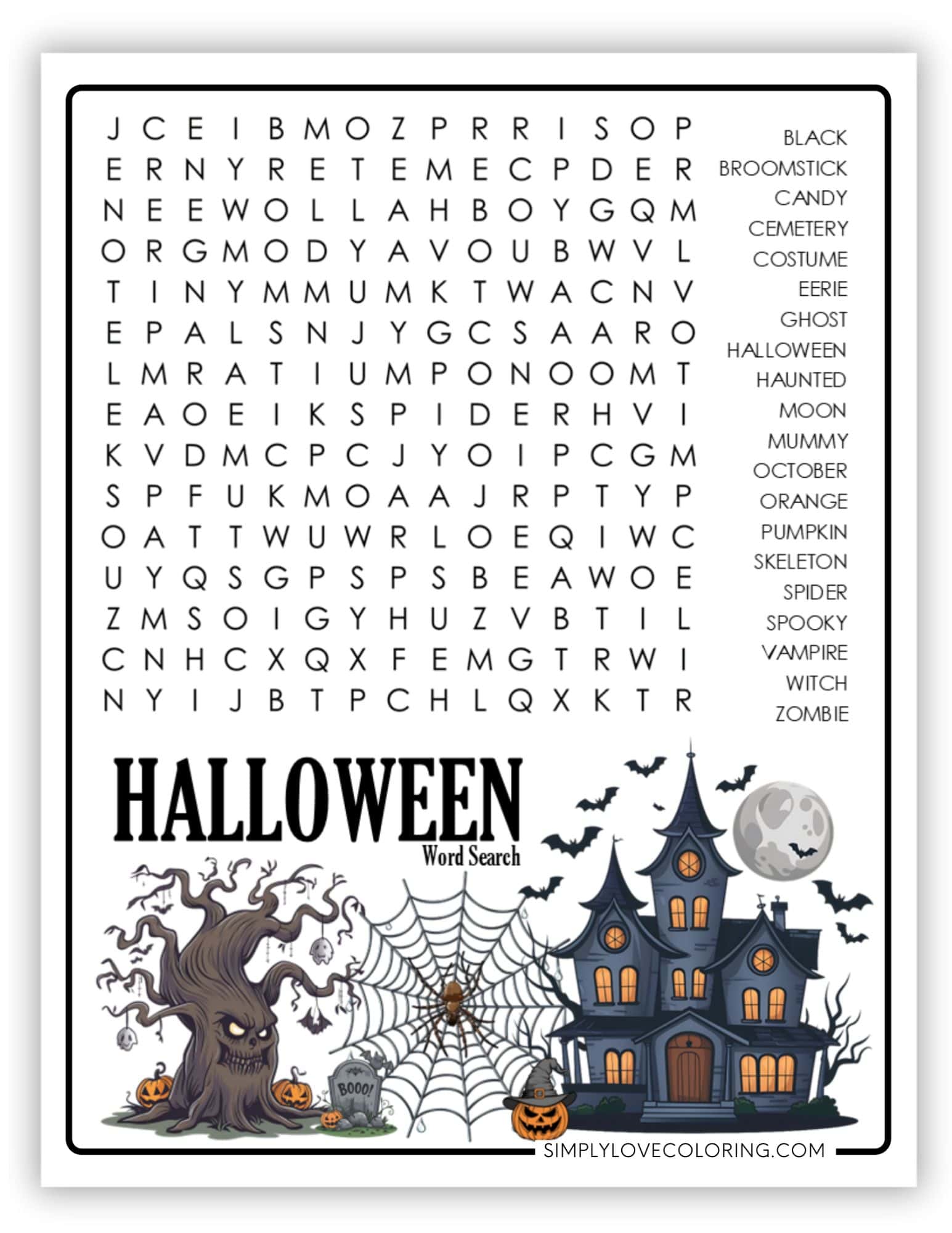 Halloween Word Search Printable (Free PDF Downloads) - Simply Love Coloring
