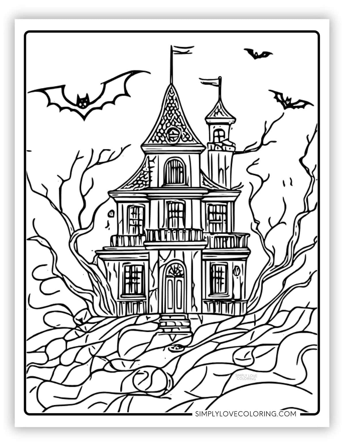 Haunted House Coloring Pages (Free PDF Printables) - Simply Love Coloring