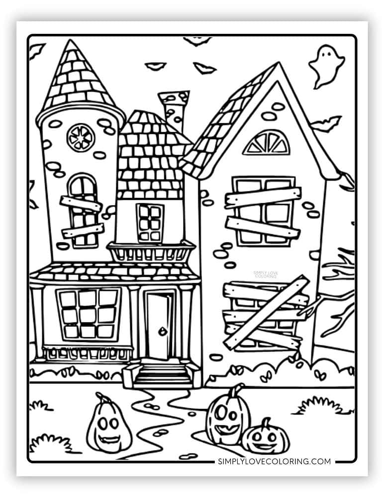 Haunted House Coloring Pages (Free PDF Printables) - Simply Love Coloring