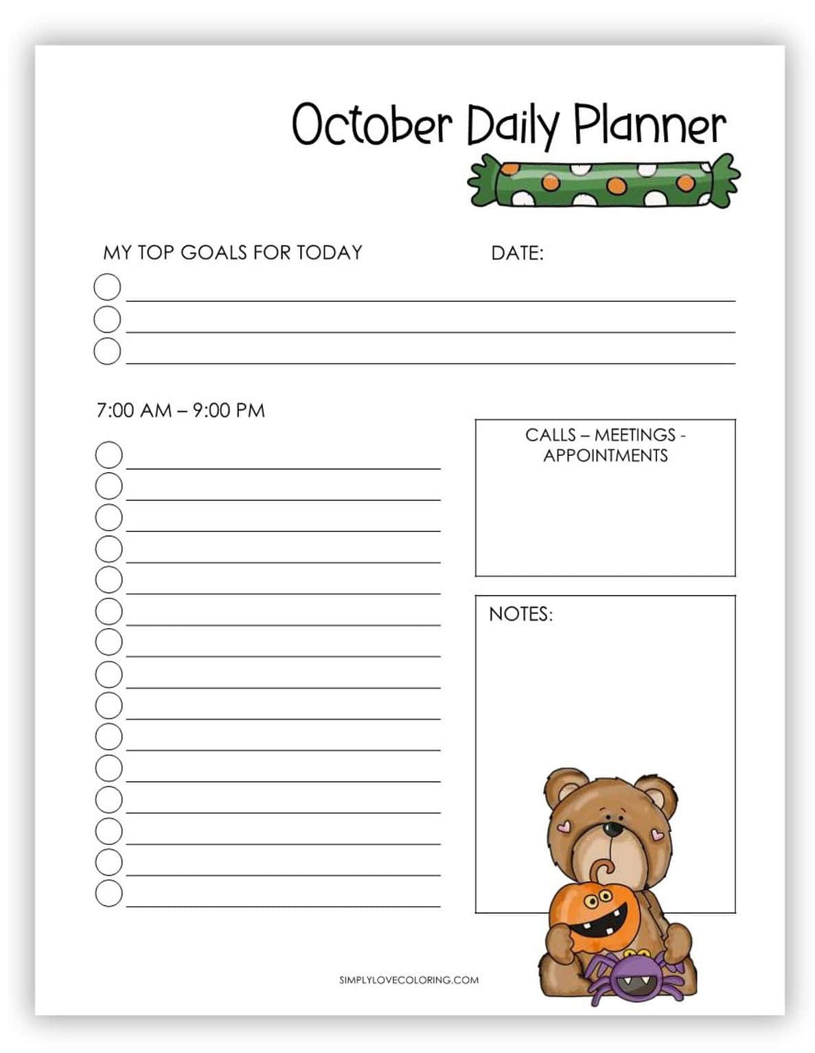 October Planner Printables (Free PDF Download) - Simply Love Coloring