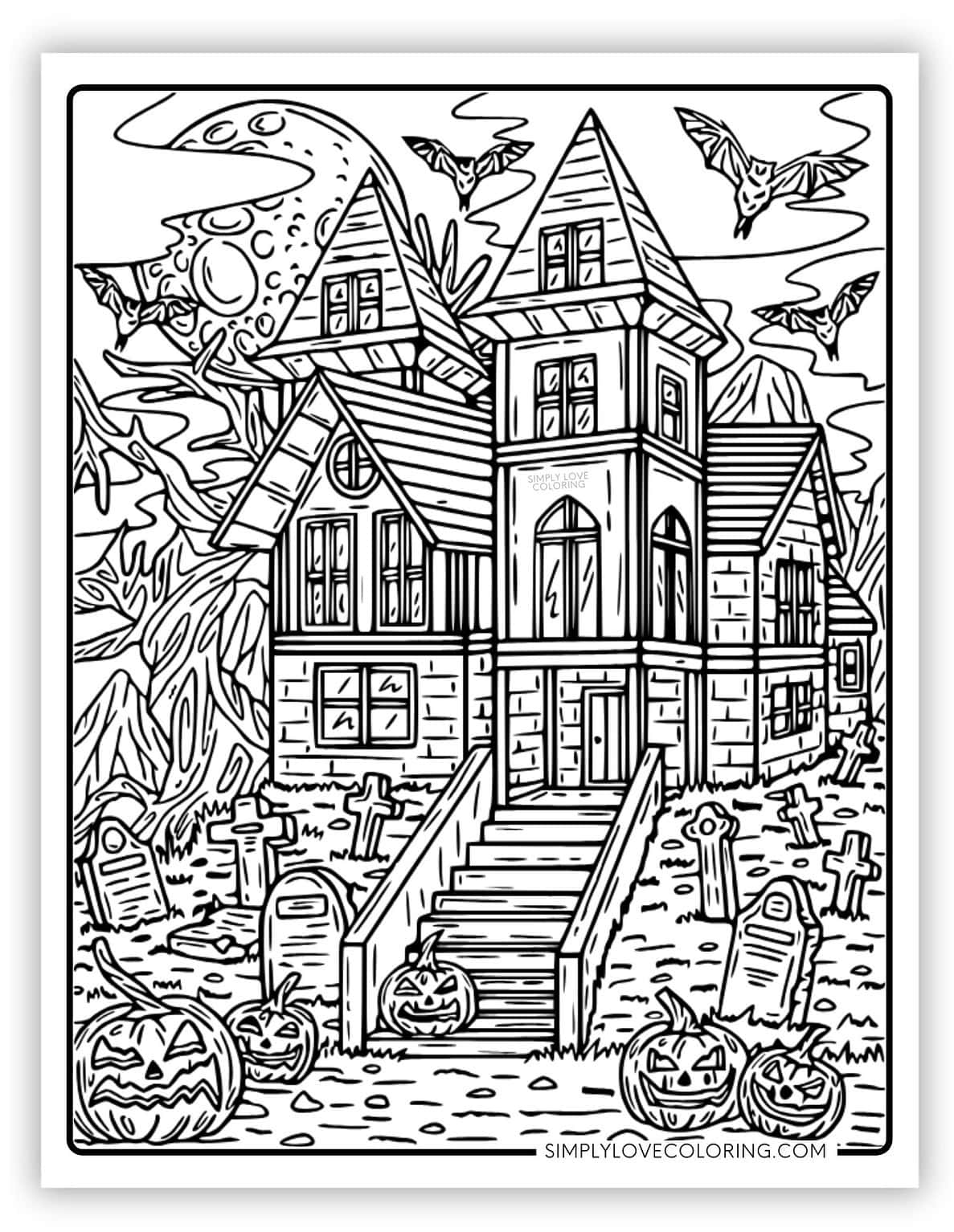Haunted House Coloring Pages (Free PDF Printables) - Simply Love Coloring