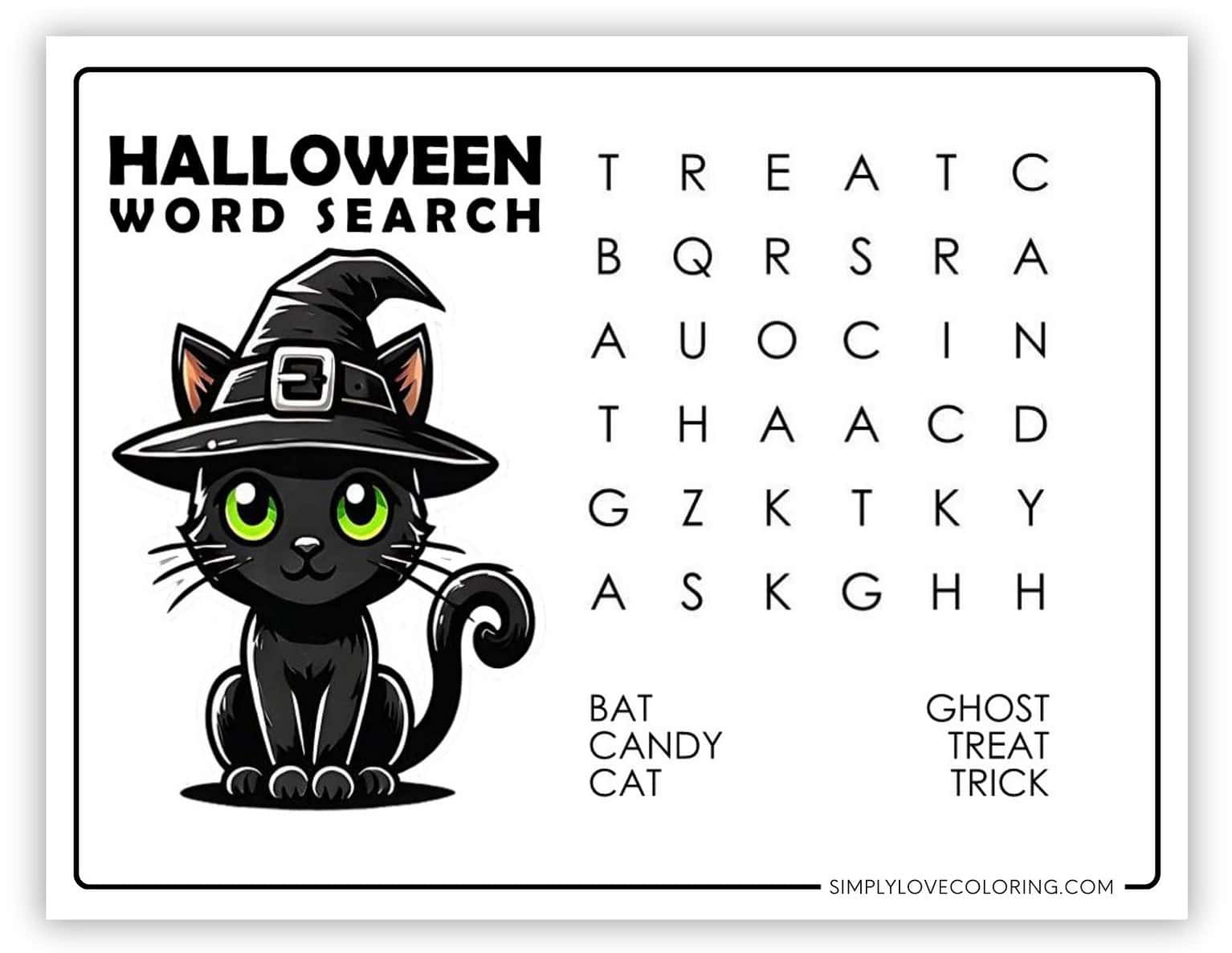 Halloween Word Search Printable (Free PDF Downloads) - Simply Love Coloring