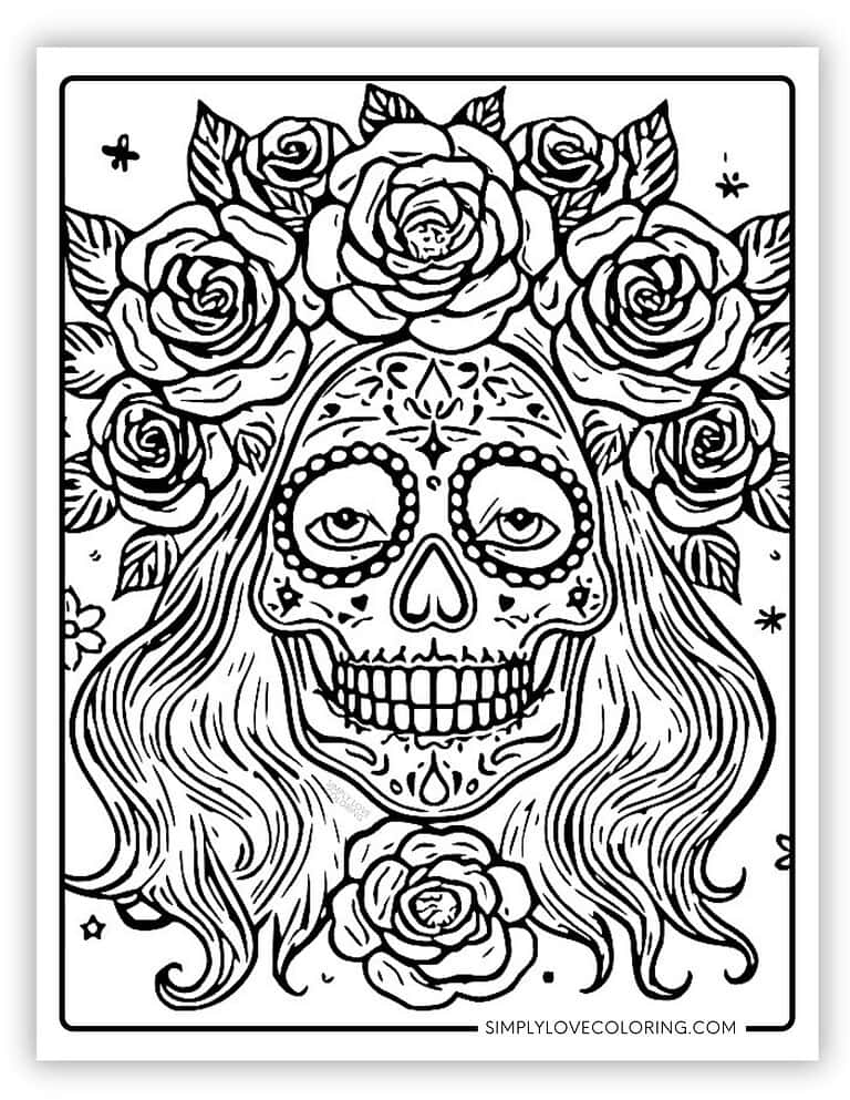 Sugar Skull Coloring Pages (Free PDF Printables) - Simply Love Coloring