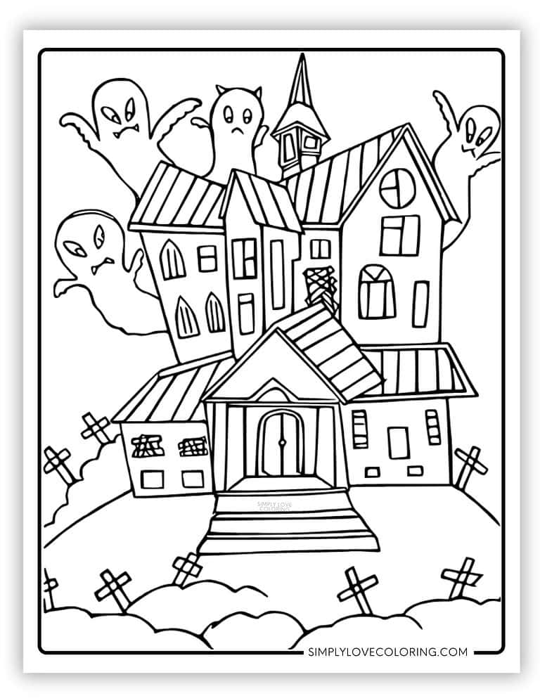 Haunted House Coloring Pages (Free PDF Printables) - Simply Love Coloring