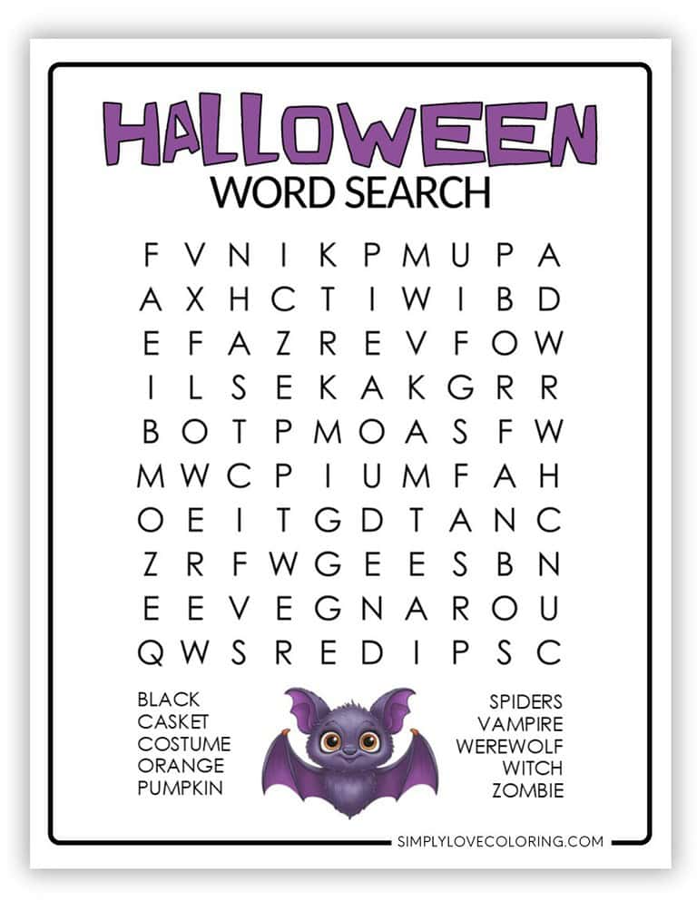Halloween Word Search Printable (Free PDF Downloads) - Simply Love Coloring