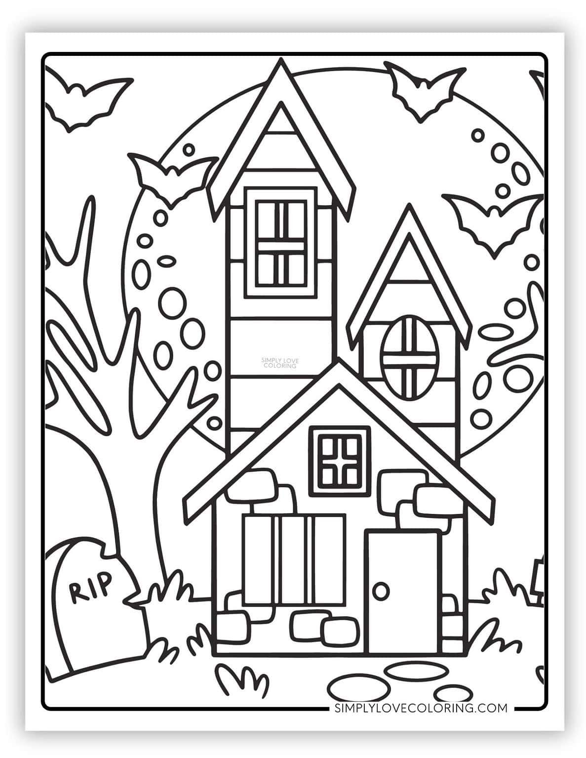 Haunted House Coloring Pages (Free PDF Printables) - Simply Love Coloring