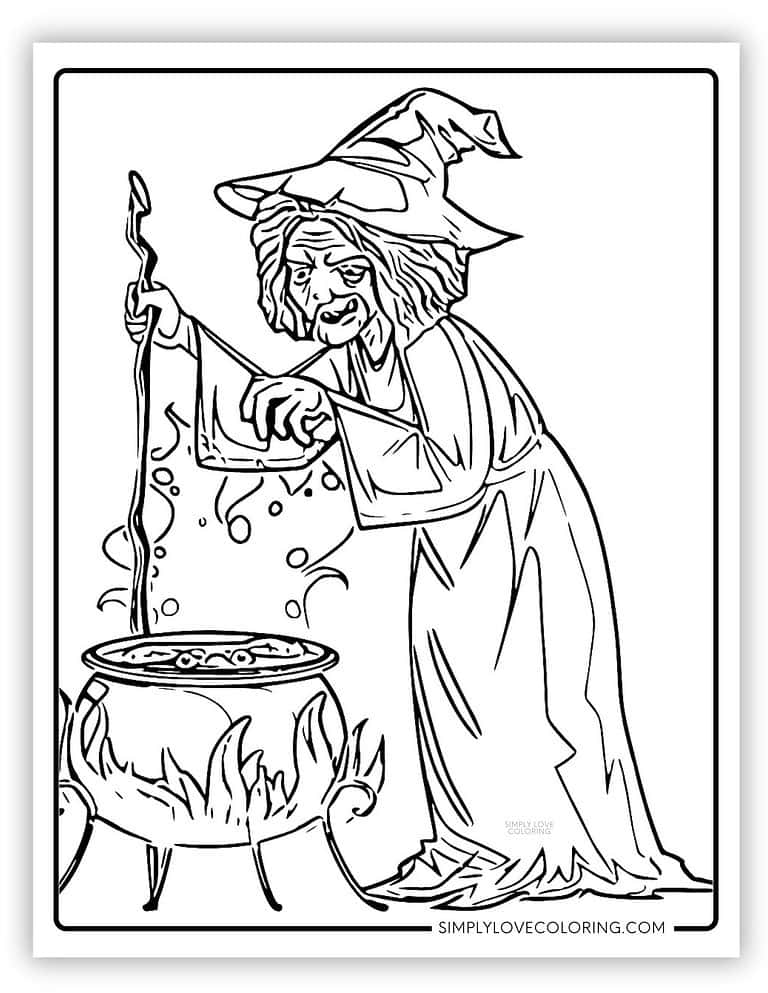 Witch Coloring Pages (Free PDF Printables) - Simply Love Coloring