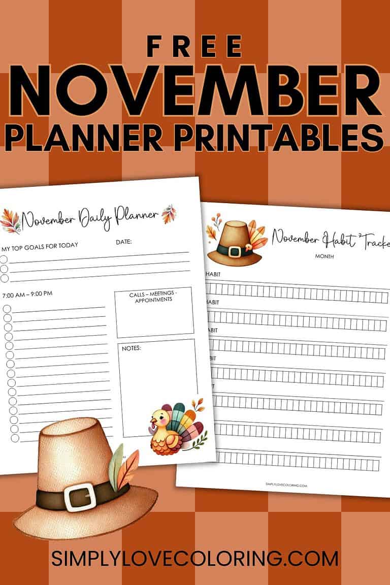November Planner Printables (Free PDF Downloads) - Simply Love Coloring