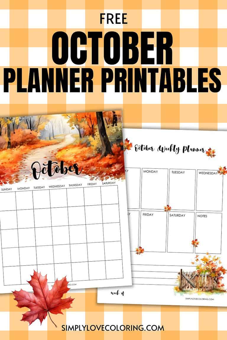 October Planner Printables (Free PDF Download) - Simply Love Coloring