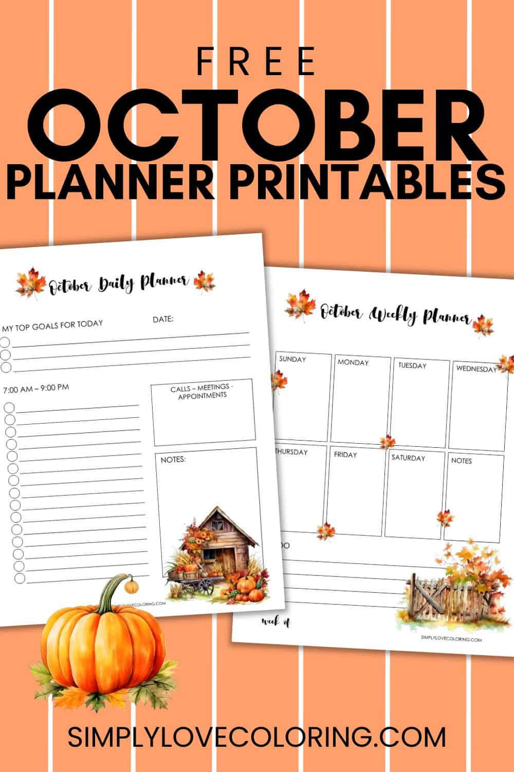 October Planner Printables (Free PDF Download) - Simply Love Coloring