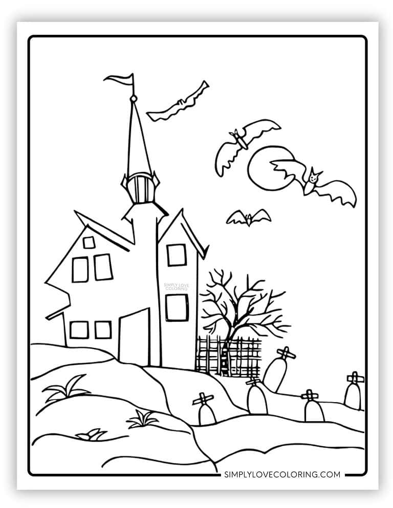 Haunted House Coloring Pages (Free PDF Printables) - Simply Love Coloring