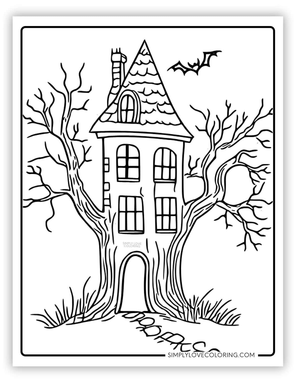 Haunted House Coloring Pages (Free PDF Printables) - Simply Love Coloring