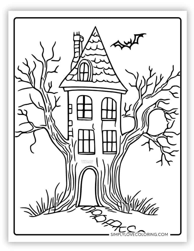 Haunted House Coloring Pages (Free PDF Printables) - Simply Love Coloring