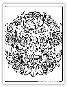 Sugar Skull Coloring Pages (Free PDF Printables) - Simply Love Coloring