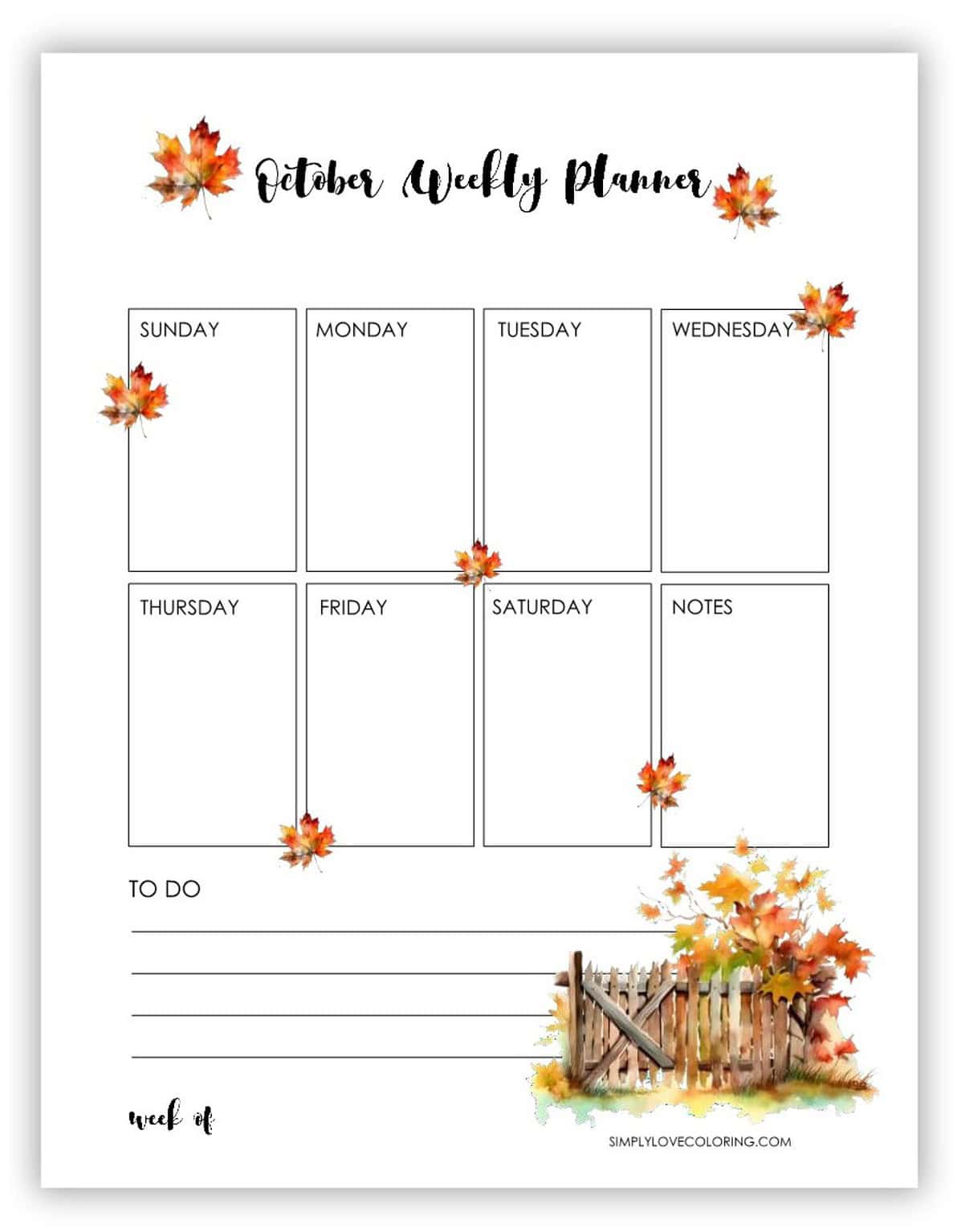 October Planner Printables (Free PDF Download) - Simply Love Coloring