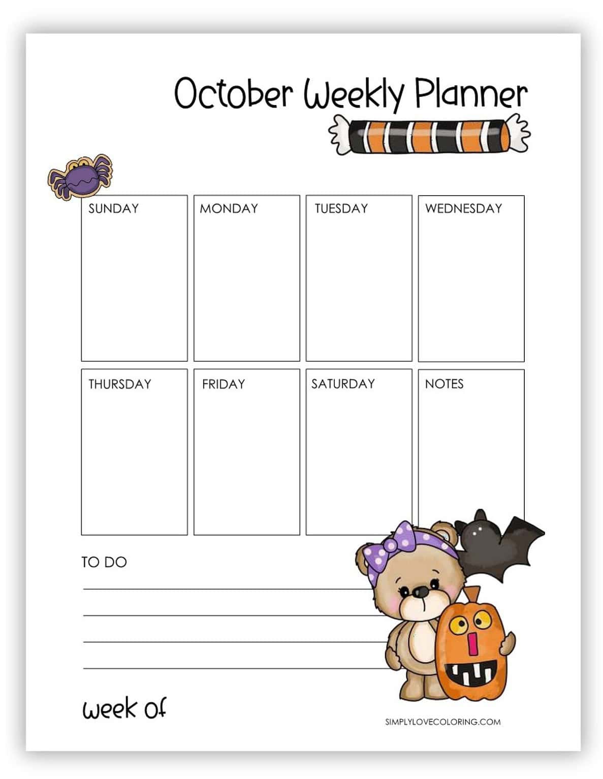 October Planner Printables (Free PDF Download) - Simply Love Coloring