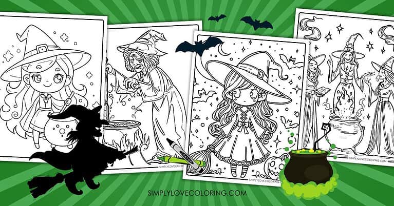 Witch Coloring Pages (Free PDF Printables) - Simply Love Coloring
