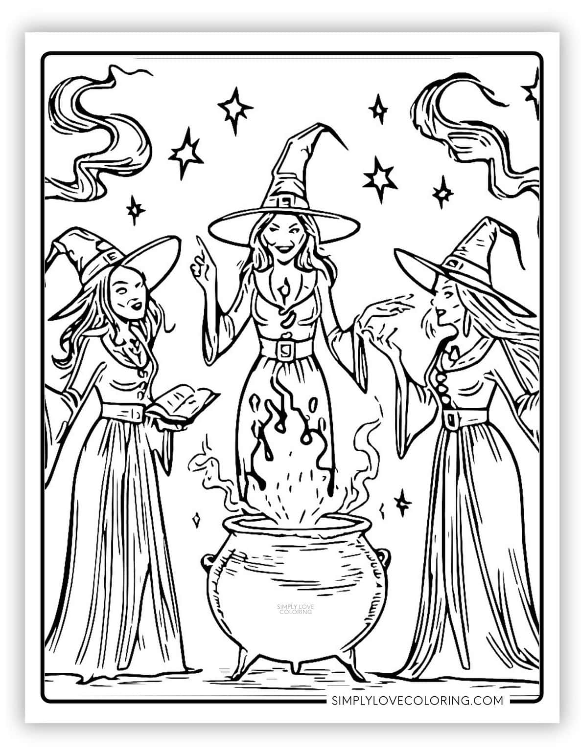 Witch Coloring Pages (Free PDF Printables) - Simply Love Coloring