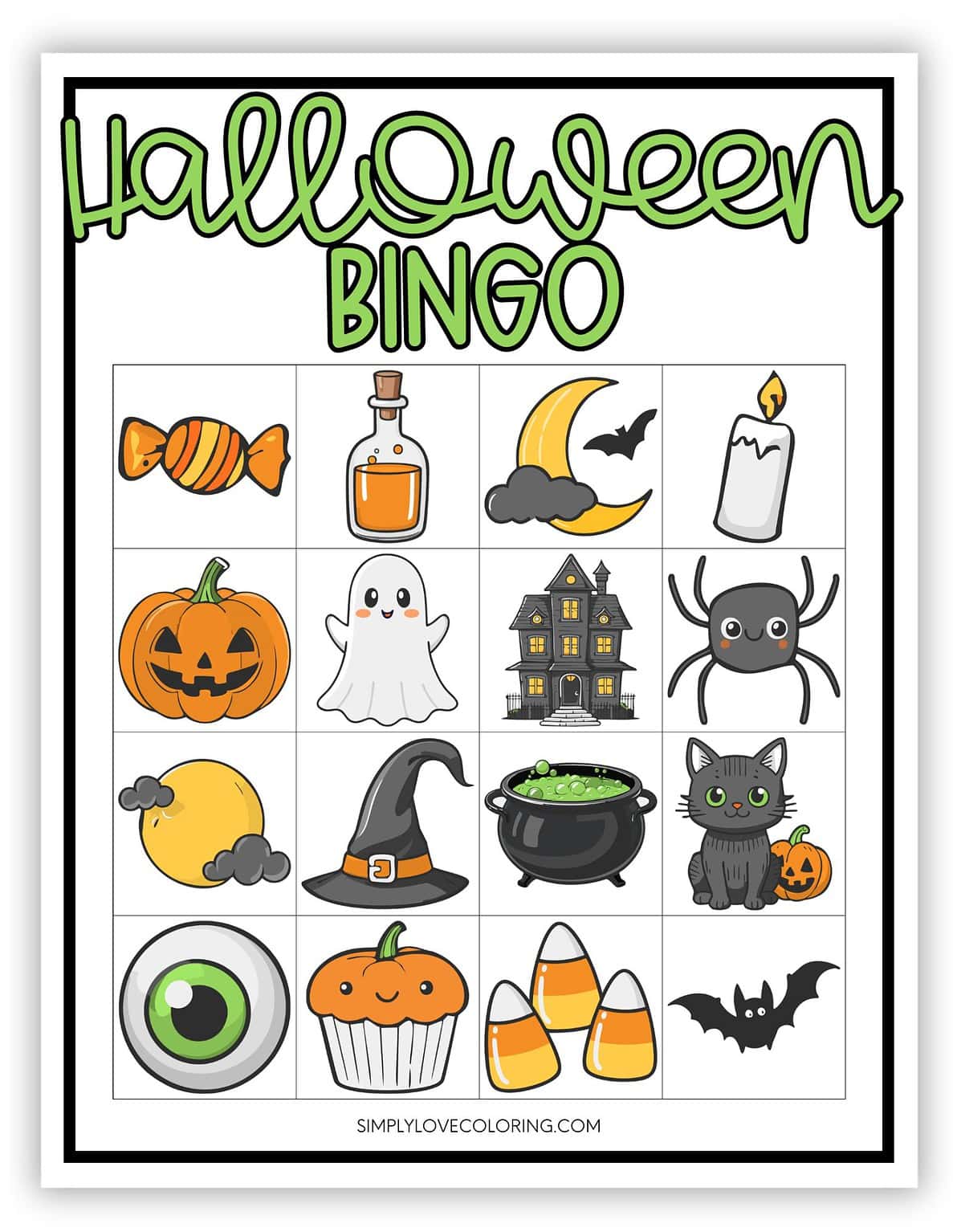 Halloween Bingo Cards (Free PDF Printables) - Simply Love Coloring