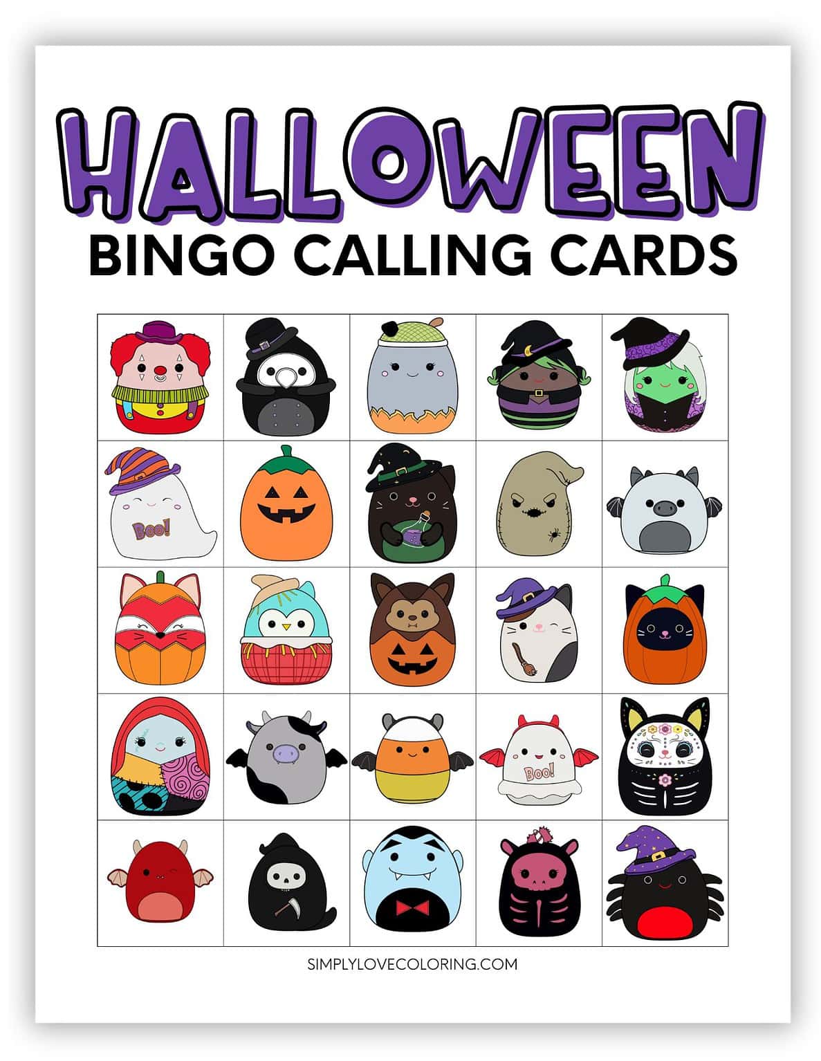 Halloween Bingo Cards (Free PDF Printables) - Simply Love Coloring
