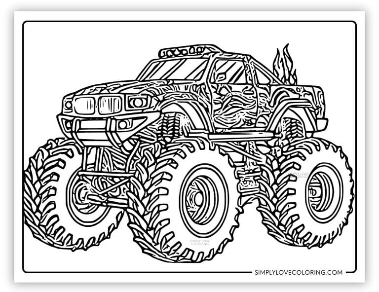 Monster Truck Coloring Pages - Simply Love Coloring