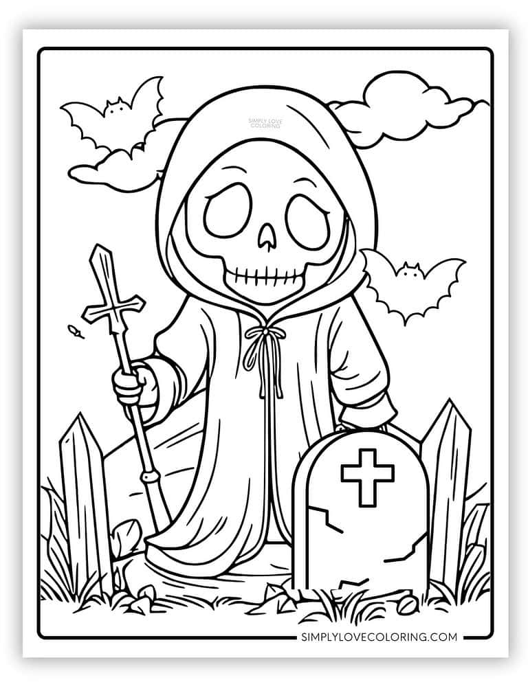 Grim Reaper Coloring Pages (Free PDF Printables) - Simply Love Coloring