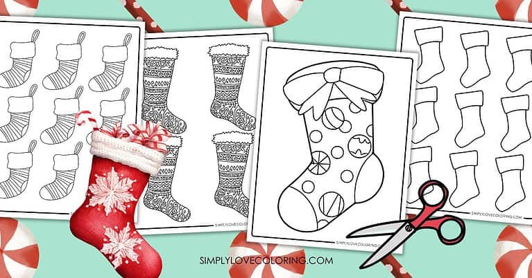 Christmas Stocking Templates (Free PDF Printables) - Simply Love Coloring