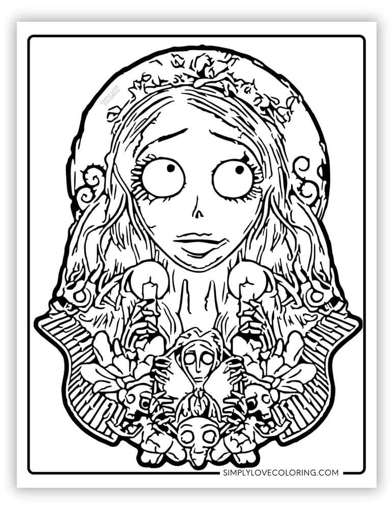 Corpse Bride Coloring Pages (Free PDF Printables) - Simply Love Coloring