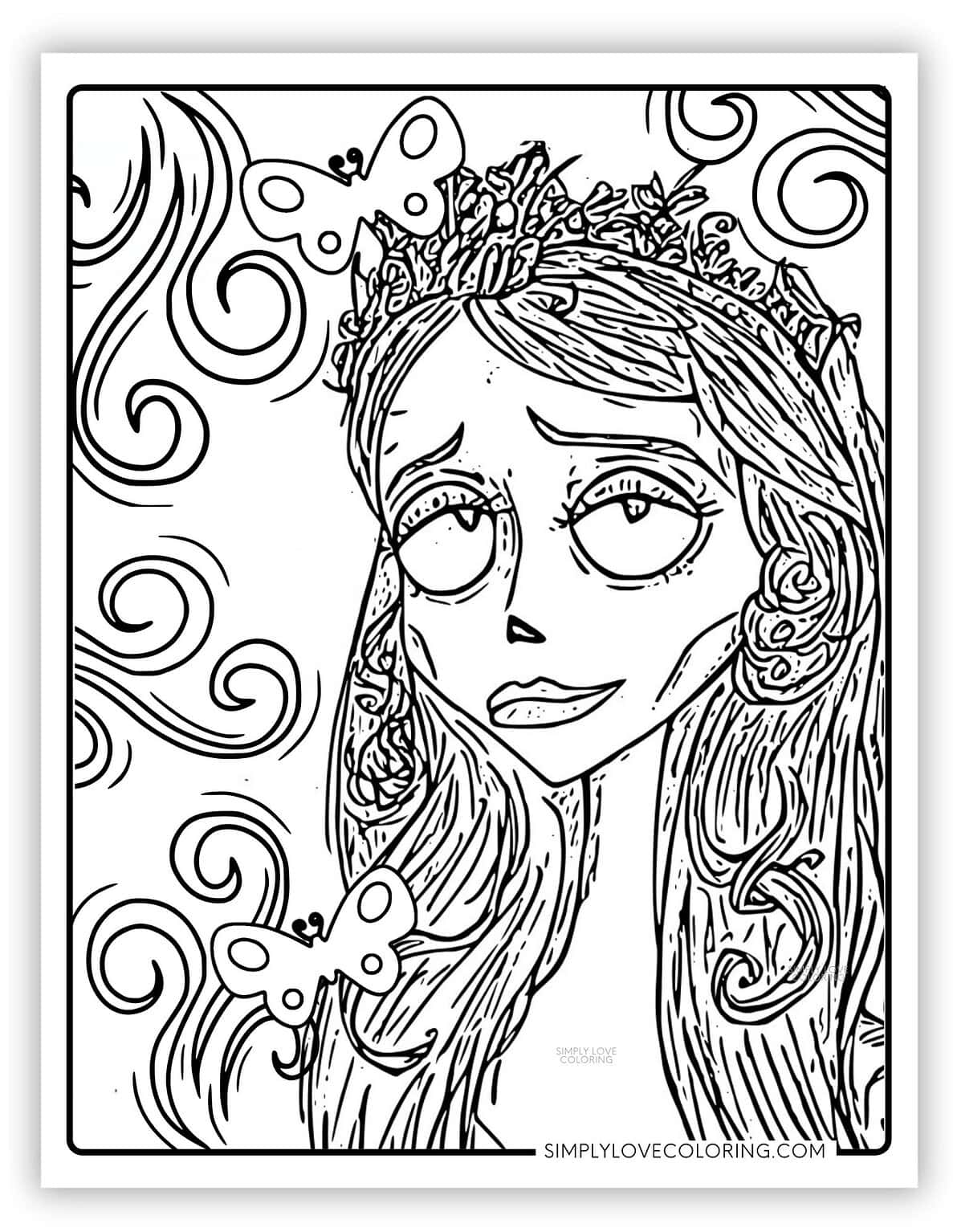 Corpse Bride Coloring Pages (Free PDF Printables) - Simply Love Coloring