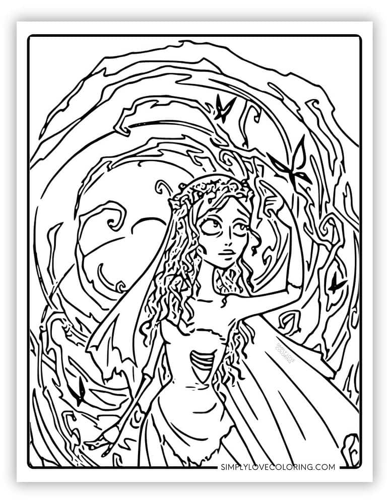 Corpse Bride Coloring Pages (Free PDF Printables) - Simply Love Coloring