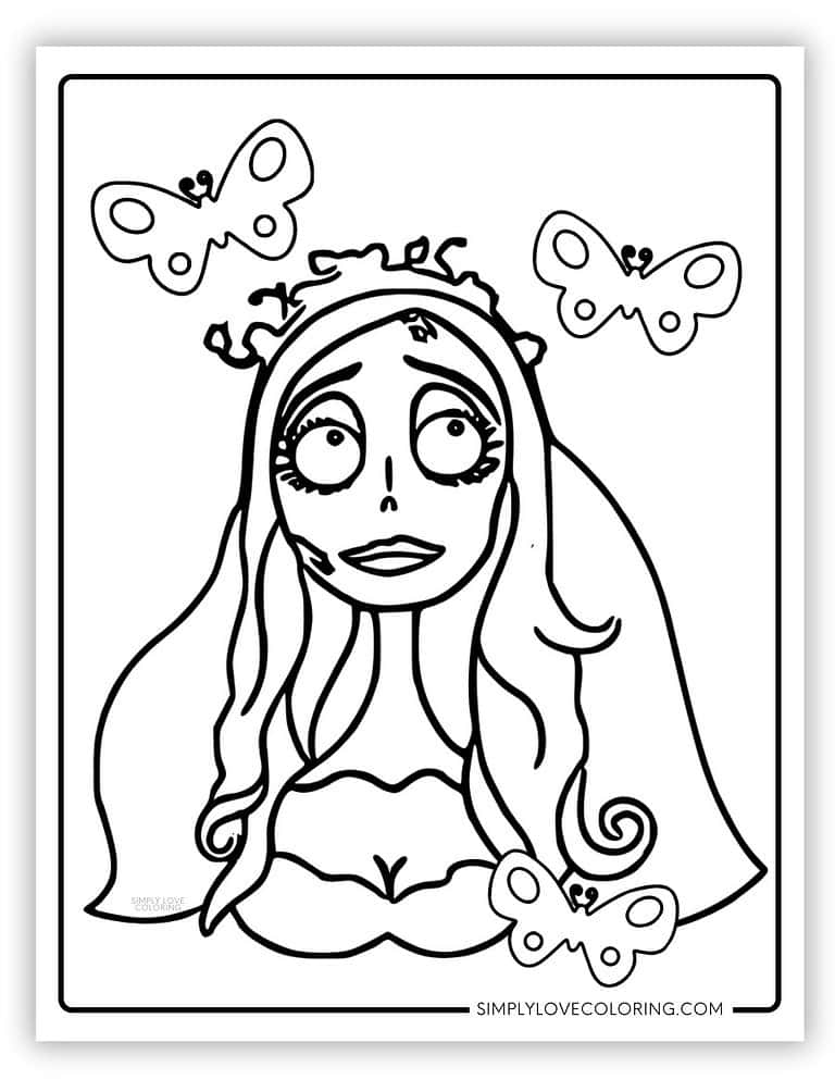 Corpse Bride Coloring Pages (Free PDF Printables) - Simply Love Coloring