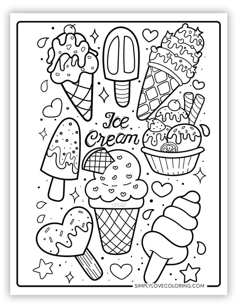 Ice Cream Coloring Pages (Free PDF Printables) - Simply Love Coloring