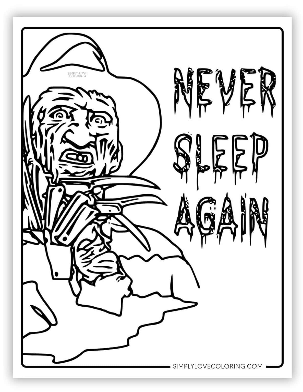 Freddy Krueger Coloring Pages (Free PDF Printables) - Simply Love Coloring
