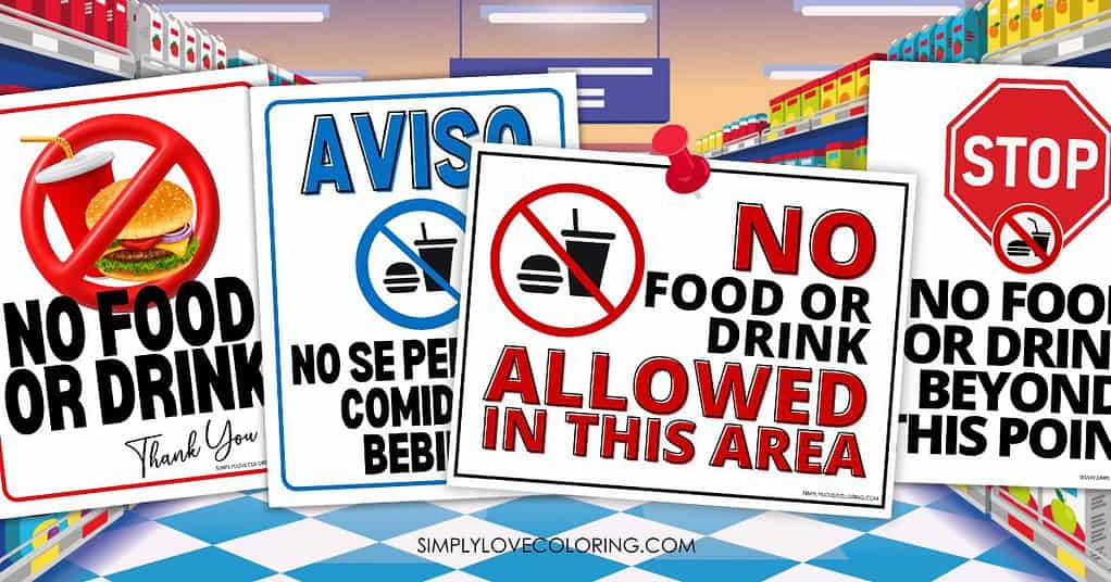 No Food or Drink Sign Printable (Free PDF Downloads) - Simply Love Coloring