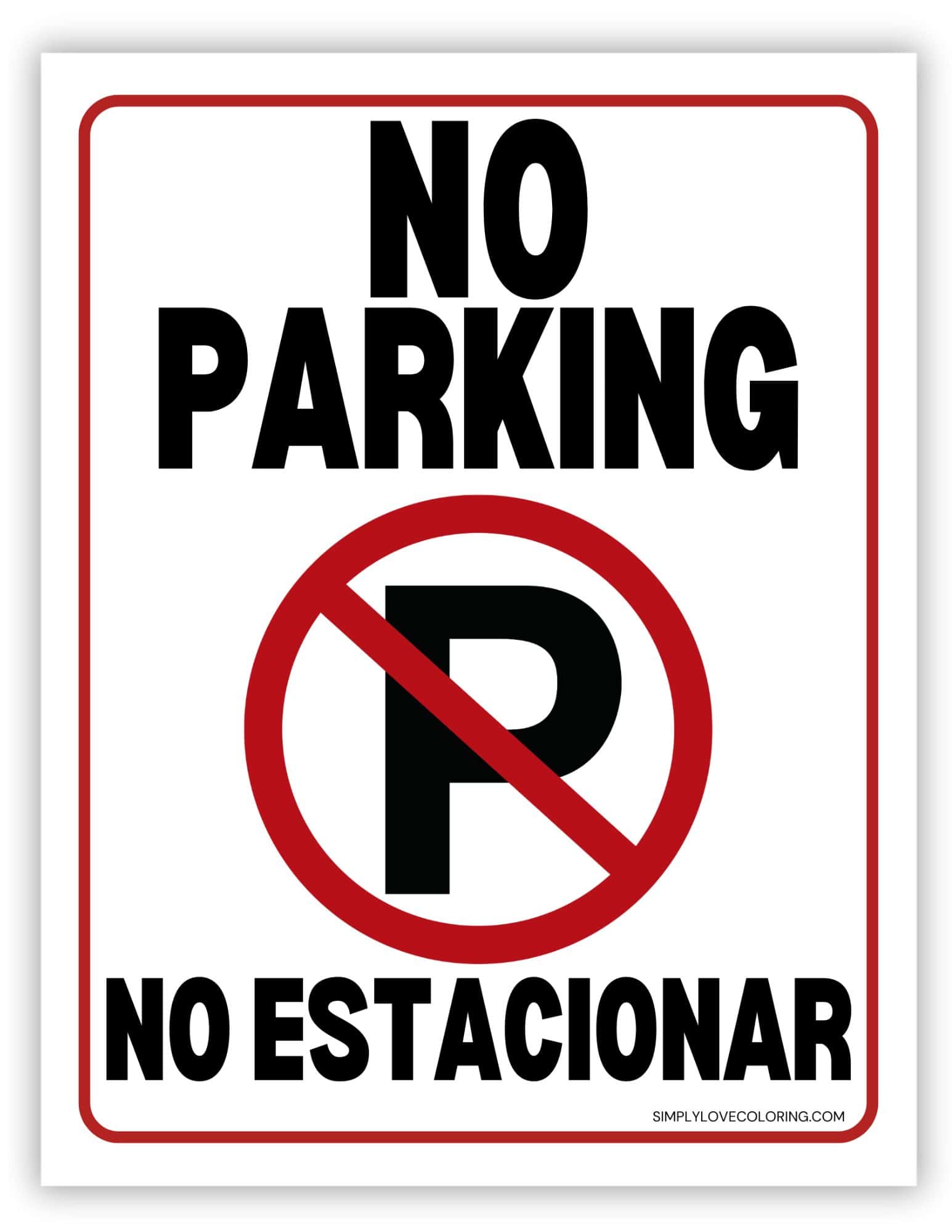 No Parking Sign Printable (Free PDF Download) - Simply Love Coloring
