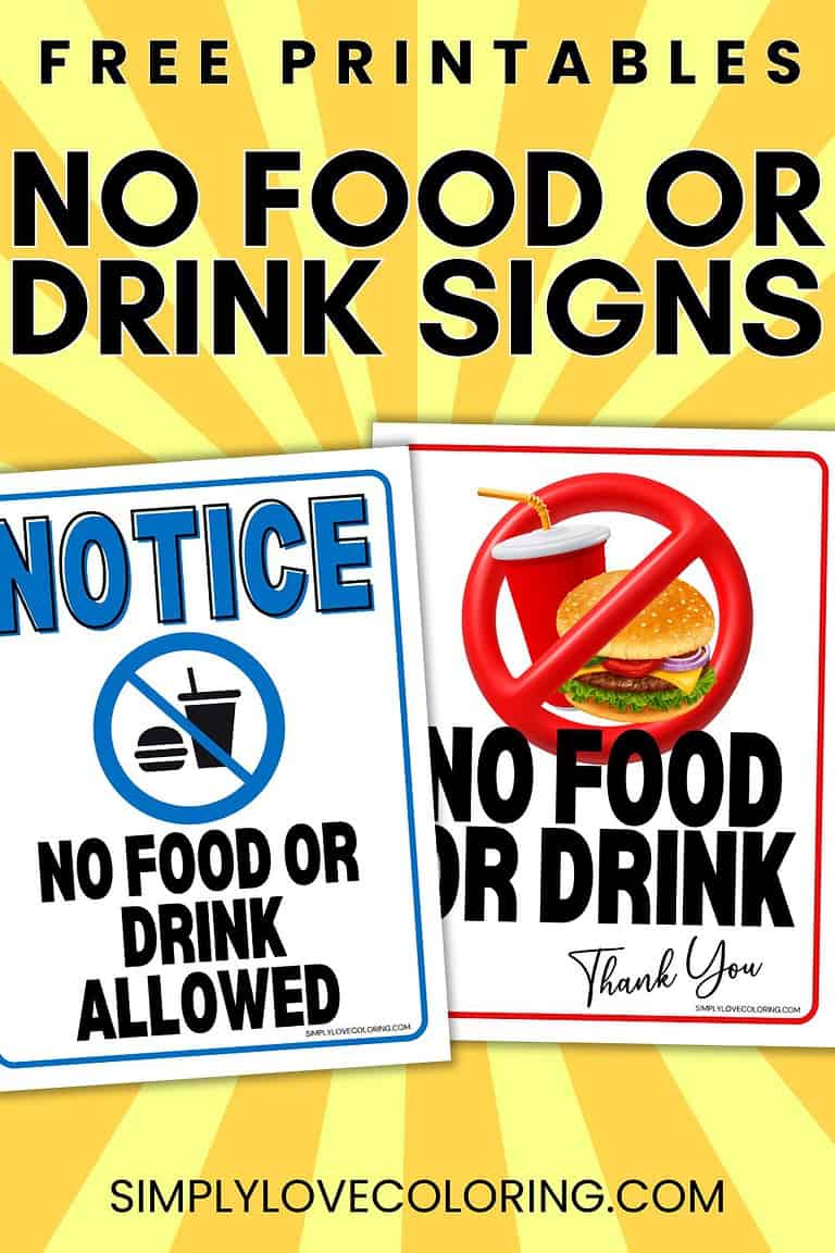 No Food or Drink Sign Printable (Free PDF Downloads) - Simply Love Coloring
