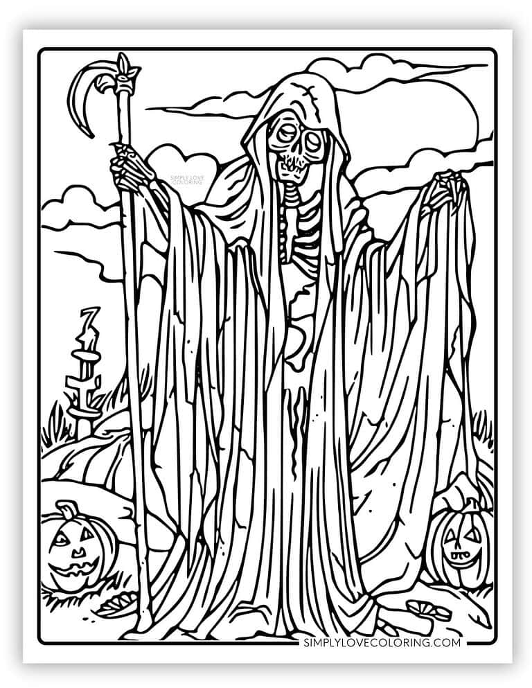 Grim Reaper Coloring Pages (Free PDF Printables) - Simply Love Coloring