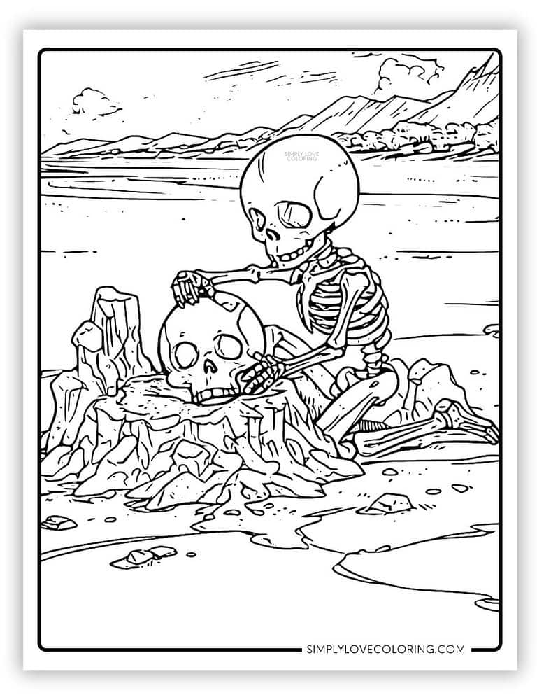 Skeleton Coloring Pages (Free PDF Printables) - Simply Love Coloring