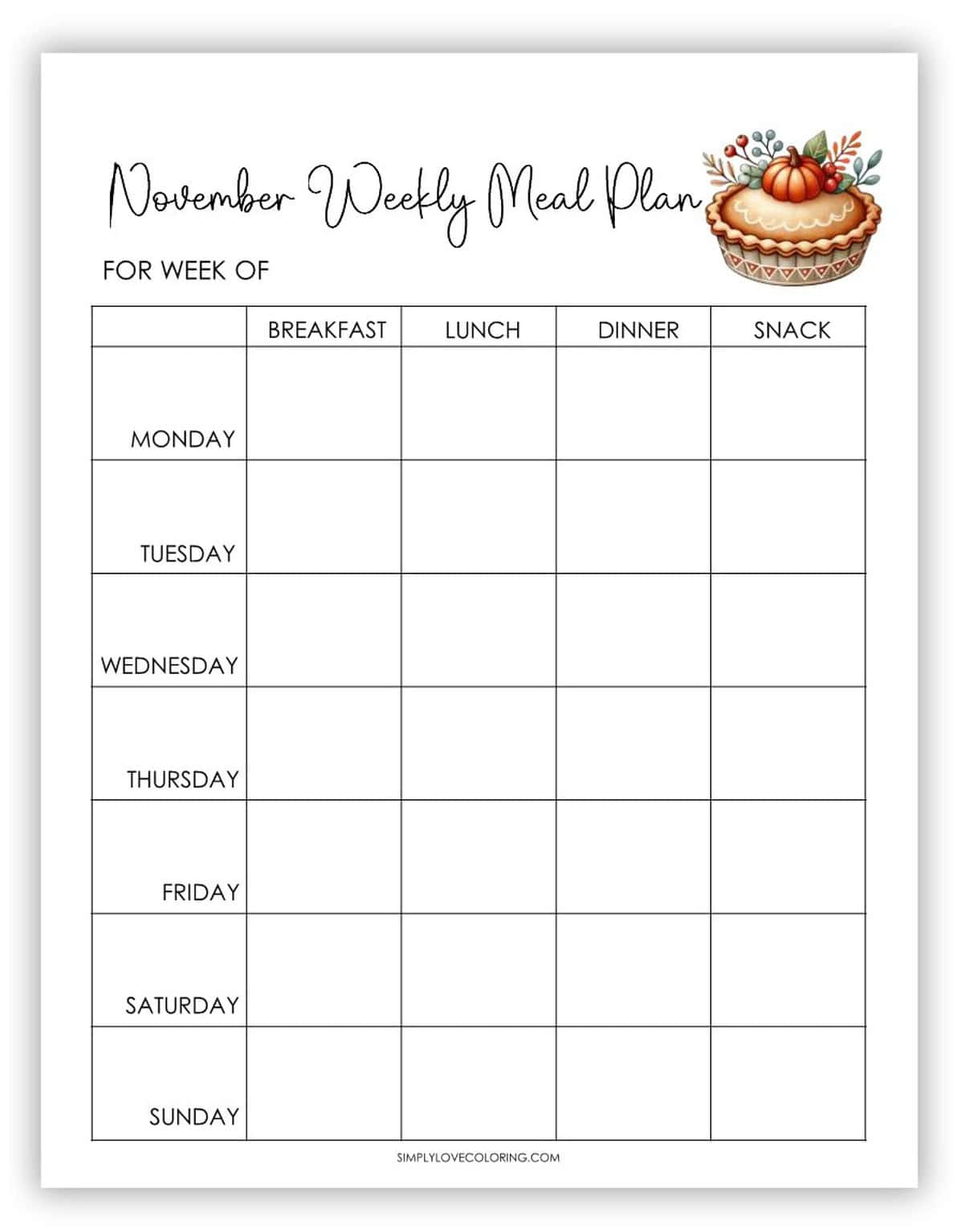 November Planner Printables (Free PDF Downloads) - Simply Love Coloring