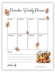 November Planner Printables (Free PDF Downloads) - Simply Love Coloring