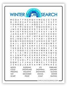 Winter Word Search (Free PDF Printables) - Simply Love Coloring